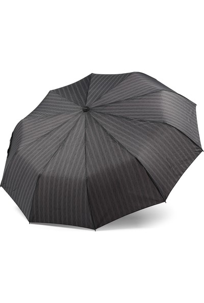 Almera Tam Otomatik Erkek Şemsiye - Gri Çizgili