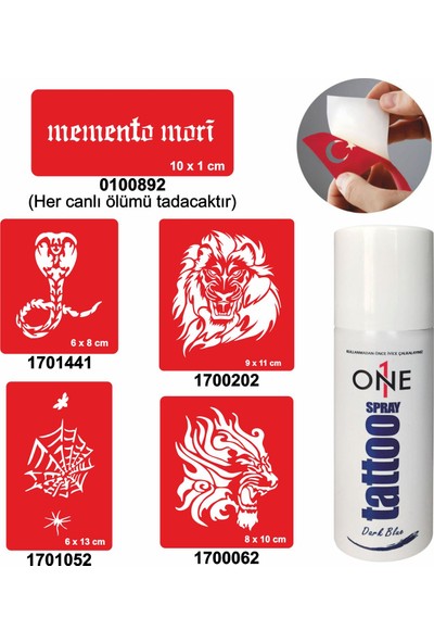 One Spray Tattoo Örümcek Kobra Geçici Dövme Seti Dark Sprey Ve 5 Desen One Spray Tattoo Örümcek Kobra Geçici Dövme Seti Dark Sprey Ve 5 Desen