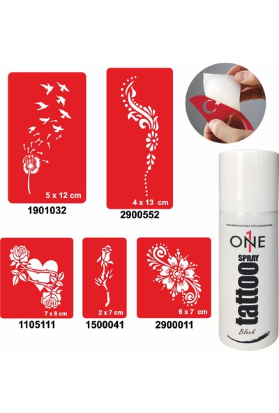 One Spray Tattoo Dikenli Güller Tattoo Geçici Dövme Seti Siyah Sprey Ve 5 Desen One Spray Tattoo Dikenli Güller Tattoo Geçici Dövme Seti Siyah Sprey Ve 5 Desen