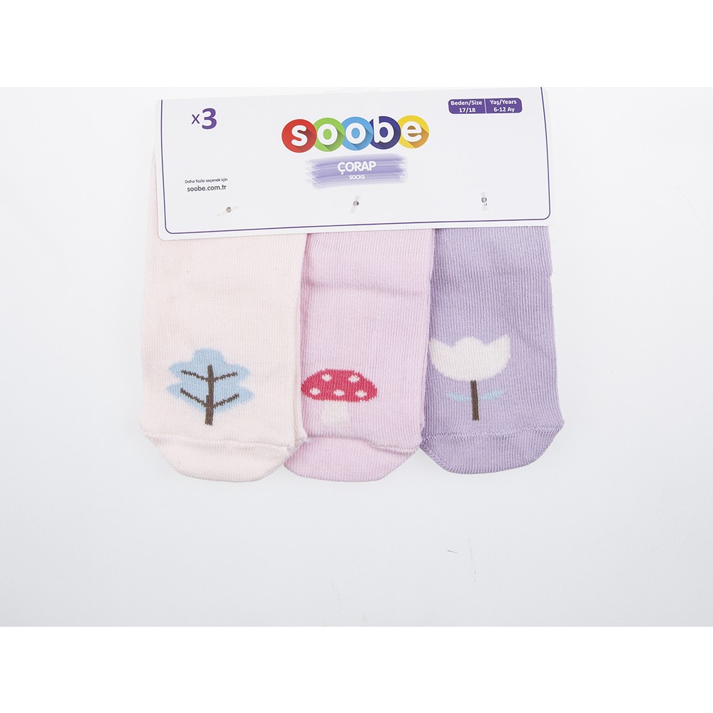 Soobe Yenidoğan Kız Üçlü Bilek Üstü Çorap Pembe (14-22 Fiyatı