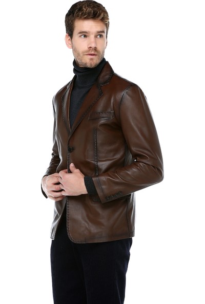 Dericlub Pc Blazer Deri Erkek Ceket