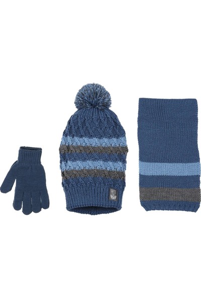 Kitti Erkek Çocuk Atkı Bere Eldiven Takımı Indigo K8968