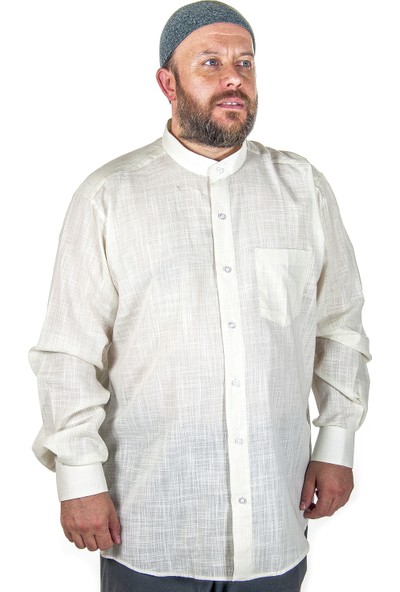 İhvan Hac Umre Kıyafeti Keten Gömlek - Açık Krem