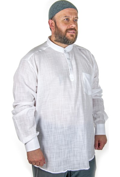 İhvan Hac Umre Kıyafeti Keten Gömlek - Beyaz