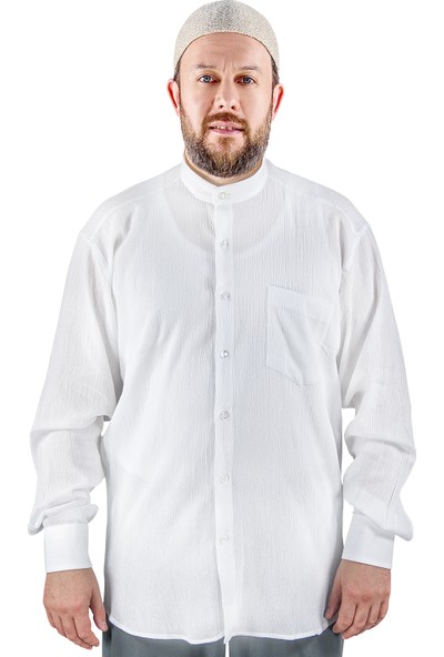 İhvan Hac Umre Kıyafeti Hakim Yaka Şile Bezi Gömlek Beyaz - 1142 İhvan Hac Umre Kıyafeti Hakim Yaka Şile Bezi Gömlek Beyaz - 1142