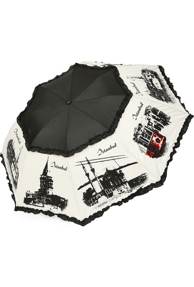 Almera Konsept Siyah İstanbullu Katlanır Şemsiye