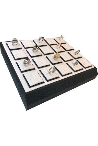 Standmarket Yüzük Tablası 20'li Karbon Tırnaklı Model Siyah Standmarket Yüzük Tablası 20'li Karbon Tırnaklı Model Siyah