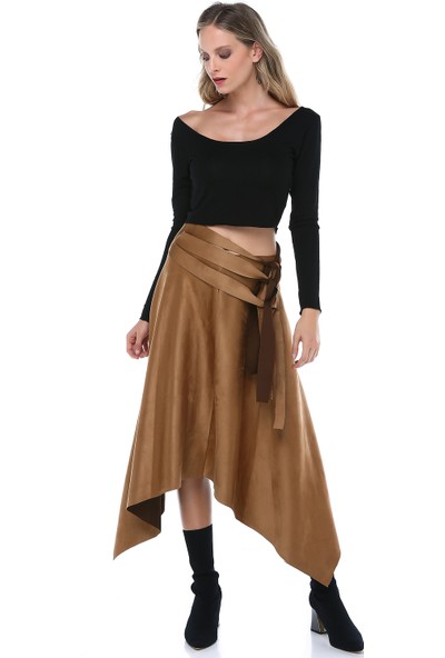 Demoda Asimetrik Süet Etek Demoda Asimetrik Süet Etek