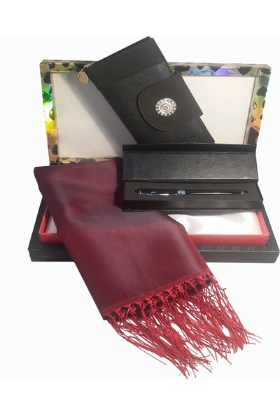 Şal- Dolma Kalem- Kadın Cüzdan Hediye Seti Şal- Dolma Kalem- Kadın Cüzdan Hediye Seti