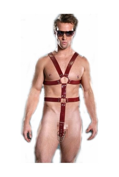 Sunspice 7014 Kırmızı Lak Deri Metal Aksesuarlı Fetish Kostüm