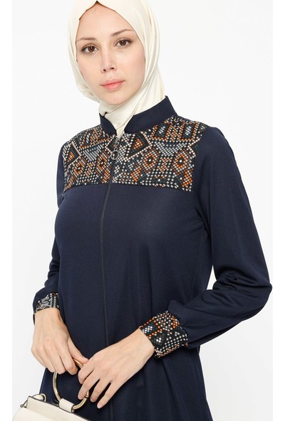 Miss Cazibe Fermuarlı Ferace - Lacivert