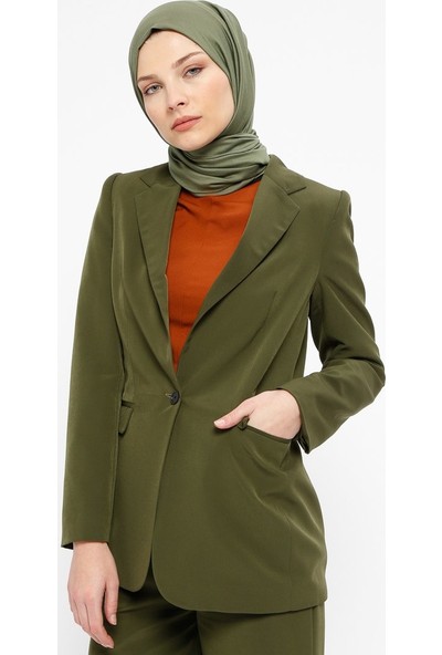 Fashion Light Tek Düğmeli Ceket - Haki Fashion Light Tek Düğmeli Ceket - Haki