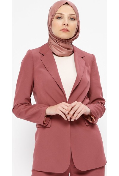 Fashion Light Tek Düğmeli Ceket - Gül Kurusu