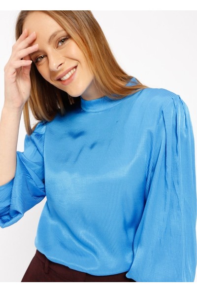 Koton Kadın Balıkçı Yaka Bluz - Saks Mavi