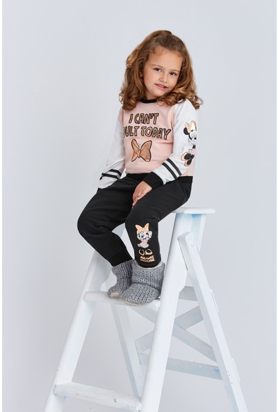 Minnie Mouse Lisanslı Çocuk Kız Eşofman Takımı Pudra Minnie Mouse Lisanslı Çocuk Kız Eşofman Takımı Pudra