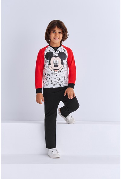 Mickey Mouse Lisanslı Erkek Çocuk Eşofman Takımı Krem Mickey Mouse Lisanslı Erkek Çocuk Eşofman Takımı Krem