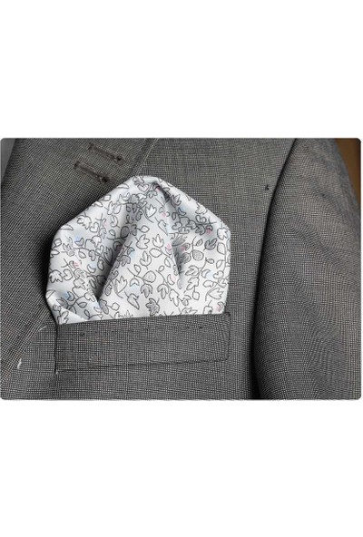 Exve Exclusive Gri Yaprak Desenli Cep Yaka Mendili Exve Exclusive Gri Yaprak Desenli Cep Yaka Mendili