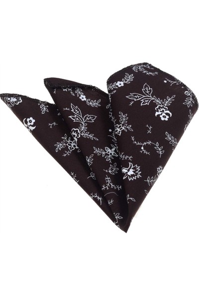 Exve Exclusive Kahverengi Çiçek Desen Yaka Cep Mendili