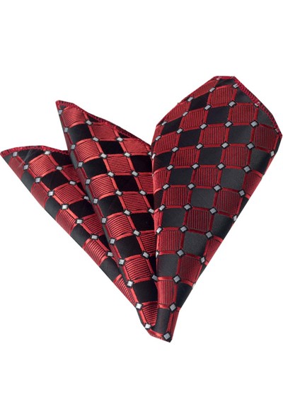 Exve Exclusive Kırmızı Siyah Damalı Cep Yaka Mendili
