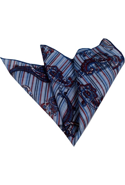 Exve Exclusive Mavi Şal Desen Pamuklu Yaka Cep Mendili Exve Exclusive Mavi Şal Desen Pamuklu Yaka Cep Mendili