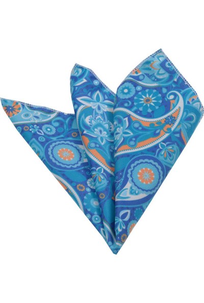 Exve Exclusive Mavi Turuncu Şal Desen Yaka Cep Mendili Exve Exclusive Mavi Turuncu Şal Desen Yaka Cep Mendili