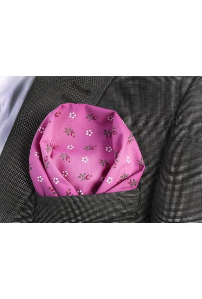 Exve Exclusive Pembe Çiçekli Cep Yaka Mendili