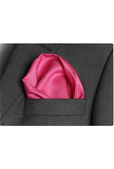 Exve Exclusive Pembe Kendinden Çizgili Cep Yaka Mendili