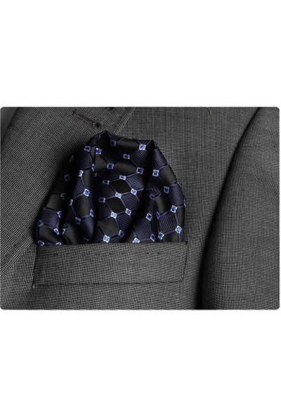 Exve Exclusive Siyah Lacivert Damalı Cep Yaka Mendili Exve Exclusive Siyah Lacivert Damalı Cep Yaka Mendili