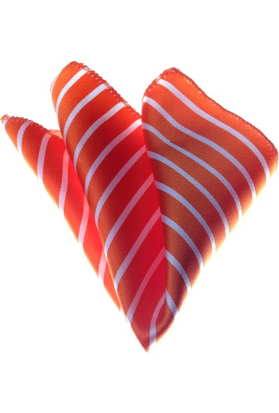 Exve Exclusive Turuncu Beyaz Çizgili Yaka Cep Mendili Exve Exclusive Turuncu Beyaz Çizgili Yaka Cep Mendili