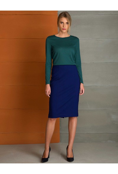 Pierre Cardin Kadın Lacivert Dokuma Etek 50197627-VR033