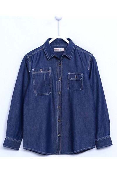Silversun Erkek Çocuk Dokuma Cepli Kot Gömlek GC 310581