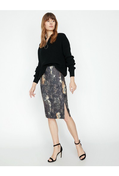 Koton Yılan Derisi Desenli Etek