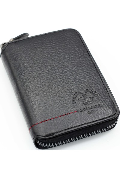 West Polo Clup Fermuarlı Deri Cüzdan Kartlık