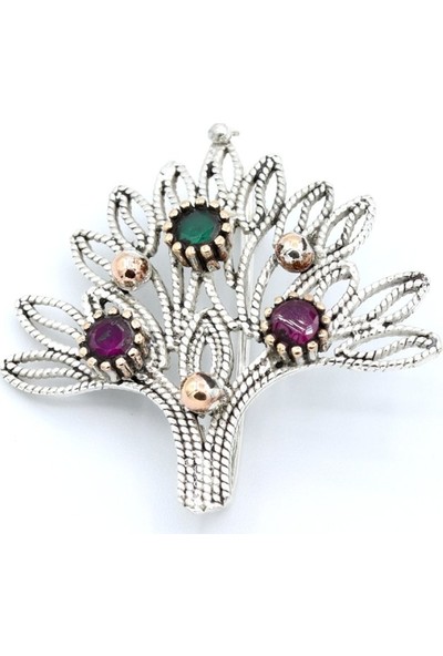 Akyüz Gümüş Hayat Ağacı Telkari Gümüş Broş 065