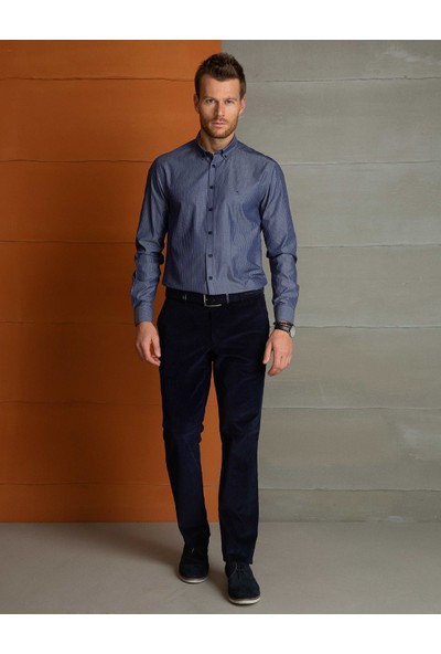 Pierre Cardin Lacivert Slim Fit Kadife Pantolon 50193020-VR033 Pierre Cardin Lacivert Slim Fit Kadife Pantolon 50193020-VR033