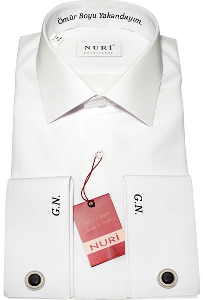 Gömlekçi Nuri Kişiye Özel Erkek Gömlek Beyaz Regular Fit