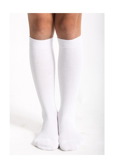 Hane14 Diz Altı Koton Çorap Beyaz