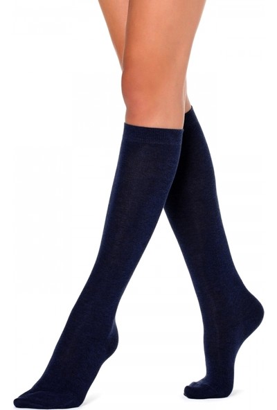 Hane14 Diz Altı Koton Çorap Lacivert