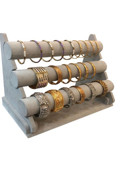 Standmarket Bileklik ve Bilezik Standı 3'lü Silindir Kadife Beyaz Standmarket Bileklik ve Bilezik Standı 3'lü Silindir Kadife Beyaz