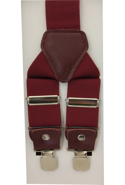 Kemer Dünyası Metal Klipsli Lüx Pantolon Askısı Bordo