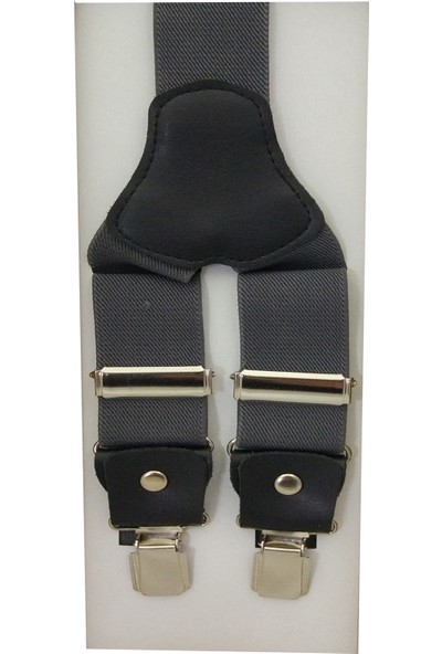 Kemer Dünyası Metal Klipsli Lüx Pantolon Askısı Gri