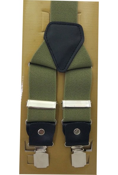 Kemer Dünyası Metal Klipsli Lüx Pantolon Askısı Haki