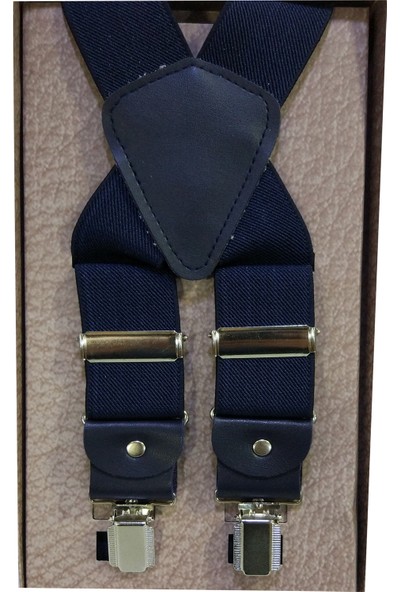 Kemer Dünyası Lüx Metal Klipsli Pantolon Askısı 4 Klipsli Lacivert