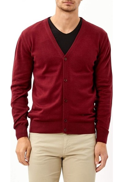 Adze Bordo Erkek Düğmeli Basic Hırka Adze Bordo Erkek Düğmeli Basic Hırka