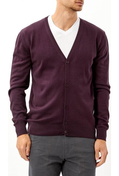 Adze Mor Erkek Düğmeli Basic Hırka Adze Mor Erkek Düğmeli Basic Hırka