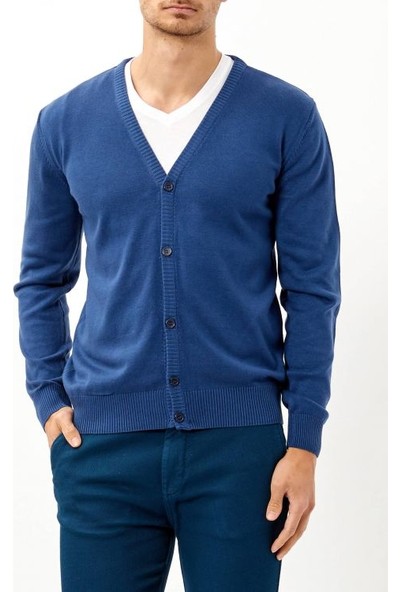 Adze İndigo Erkek Düğmeli Basic Hırka Adze İndigo Erkek Düğmeli Basic Hırka