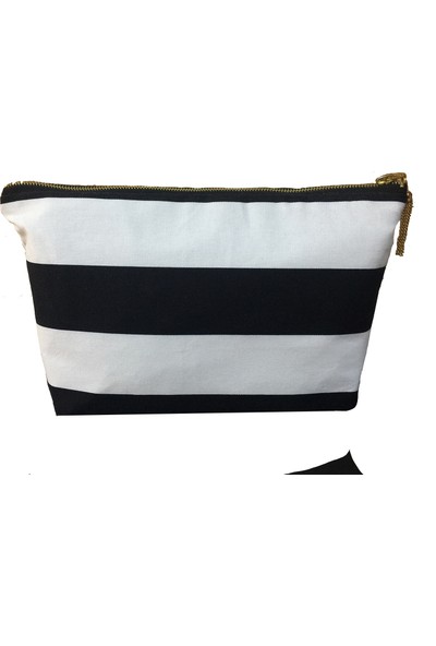 Mumu Siyah Beyaz Çizgili Portföy Çanta