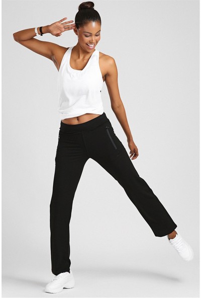 Tommy Life Klasik Cep Fermuarlı Siyah Kadın Eşofman Alt