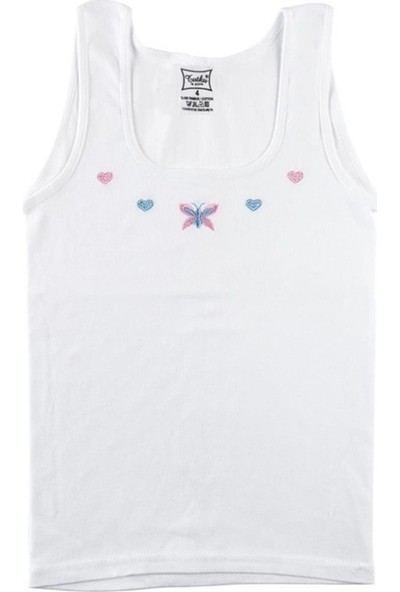 Tutku Geniş Askılı İşlemeli Kız Çocuk Atlet 3 Lü Paket