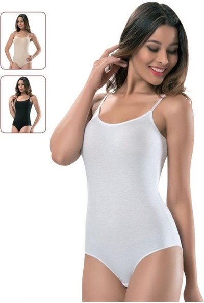 Tutku Kadın İp Askılı Kancalı Çıt Çıtlı Body 3 lü Paket